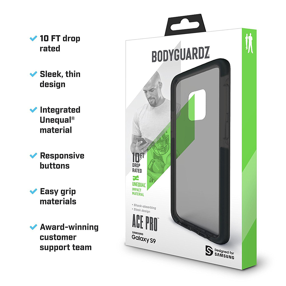 BodyGuardz Ace Pro Case for Samsung Galaxy S9 (Smoke Black)